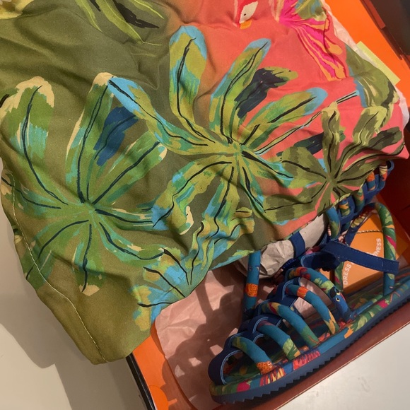 FARM Rio | Shoes | Farm Rio Blue Macaw Tube Strap Sandals | Poshmark